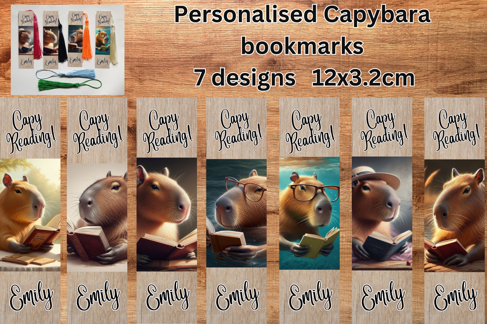 Capybara Wooden Bookmark Capybara Gift Personalised Capybara Gift, Wood Capybara Bookmark ...