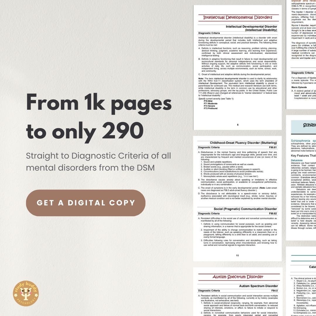 DSM-5-TR Cheat Sheet | Diagnostic and Statistical Manual of Mental ...