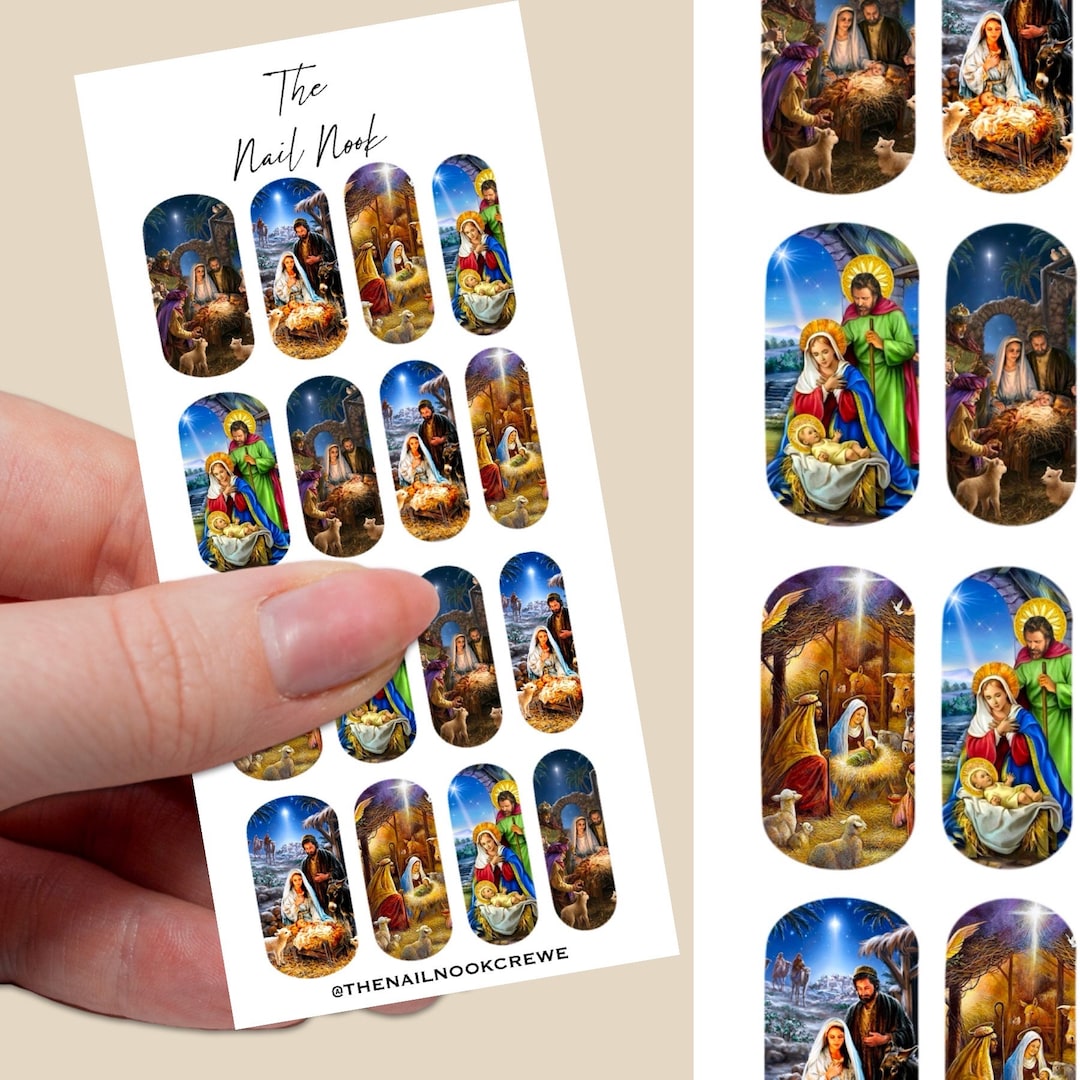 Nativity Christmas Full Nail Decal Cute Nail Art Water - Etsy