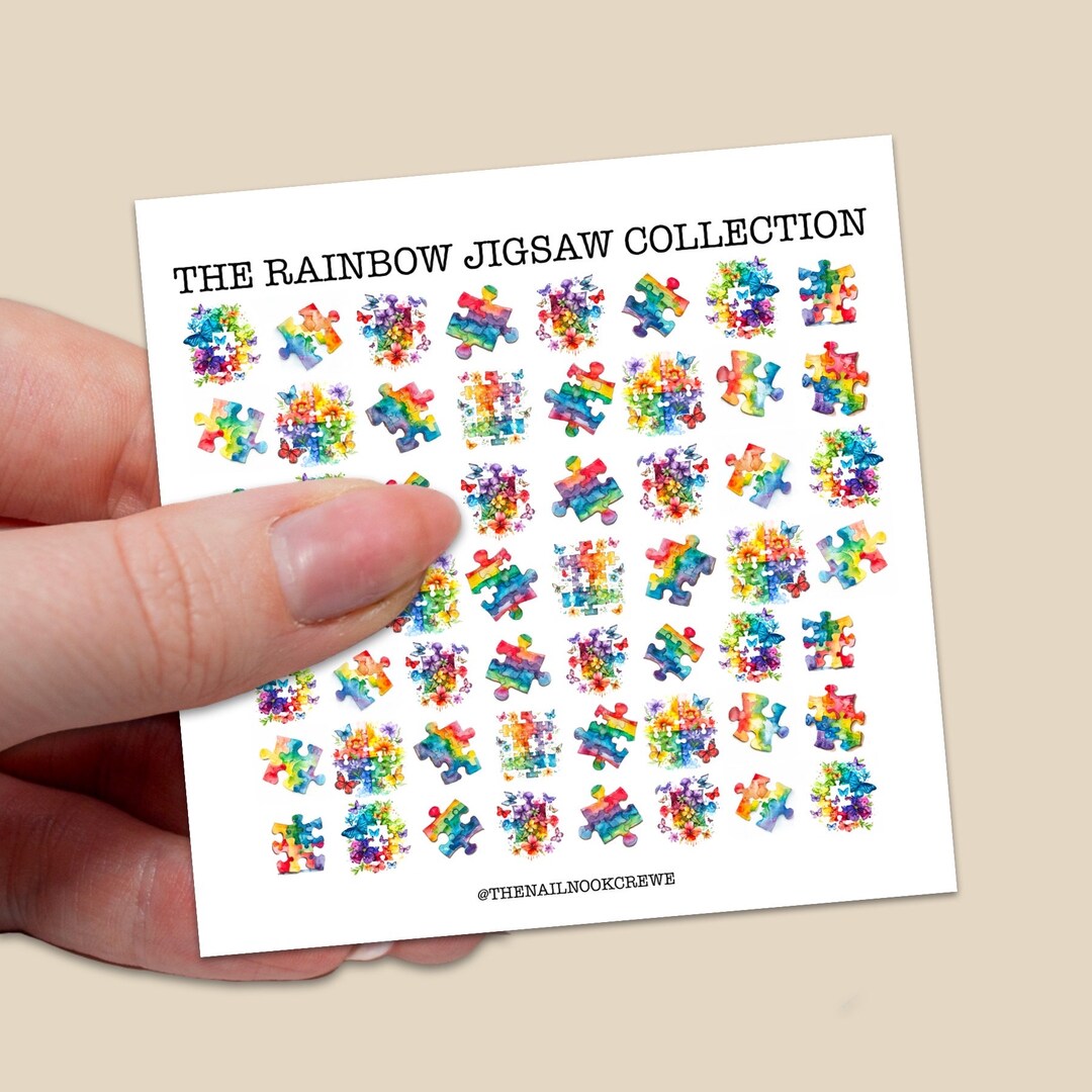 The Rainbow Jigsaw Collection Water Slide Nail Decals - Etsy