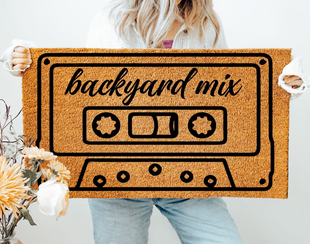 Backyard Mix Doormat, Retro Vintage Door Mat, Flocked Coir Outdoor ...