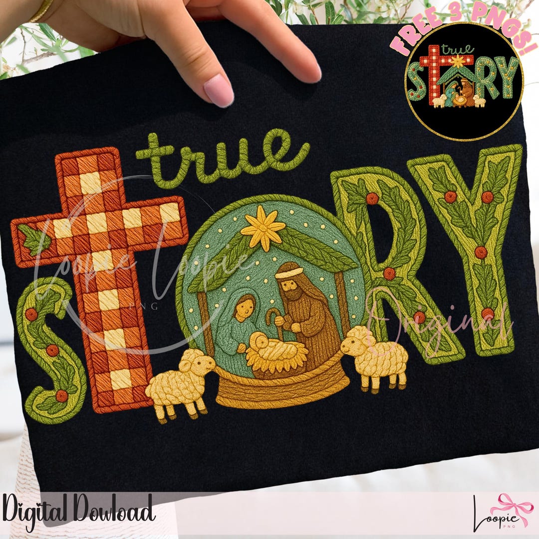 True Story Nativity Latch Hook Yarn Crochet PNG Bundle, Coquette Floral ...
