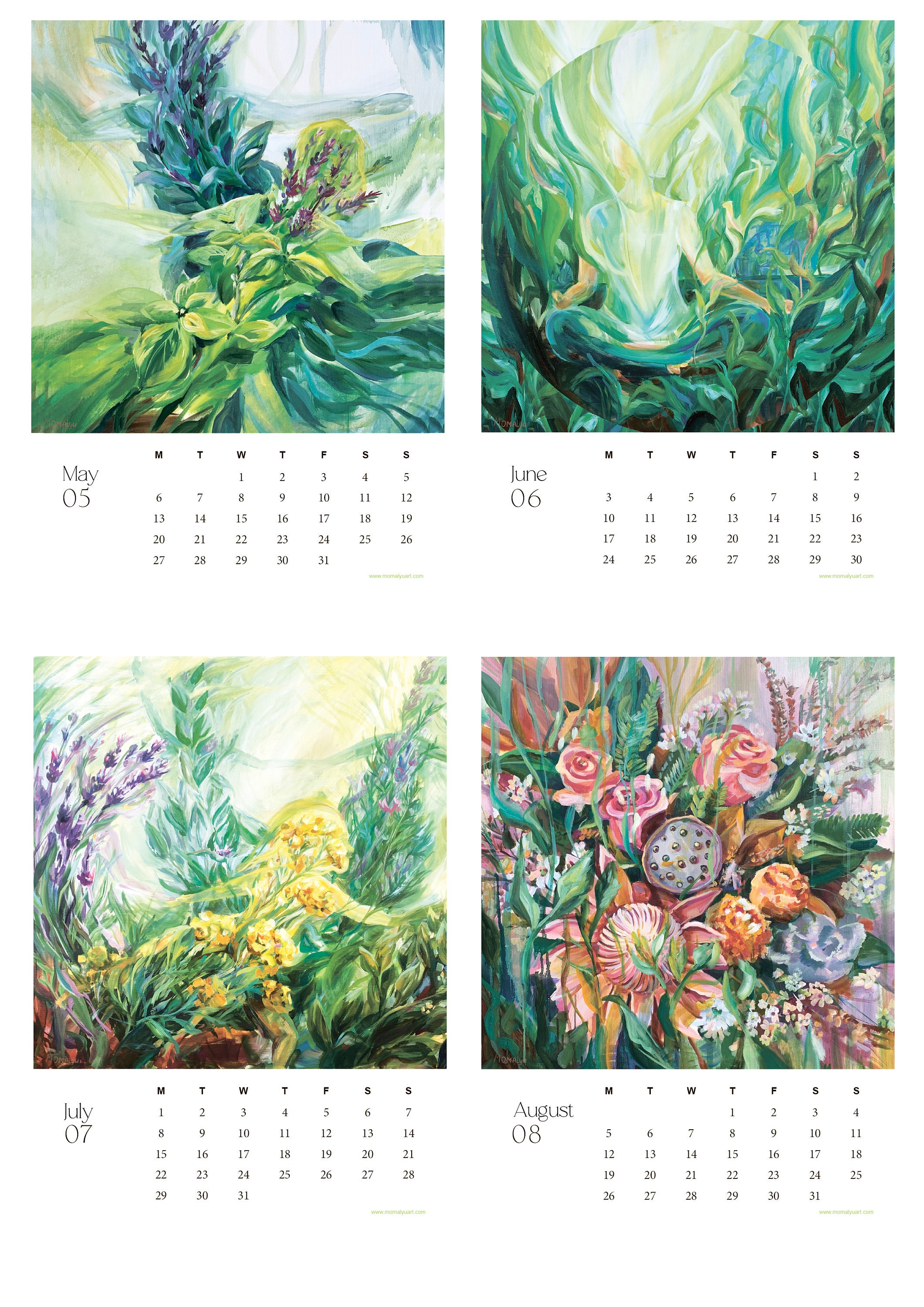Floral Wall Art Calendar 2024 by Artist. Starts on Monday - Etsy