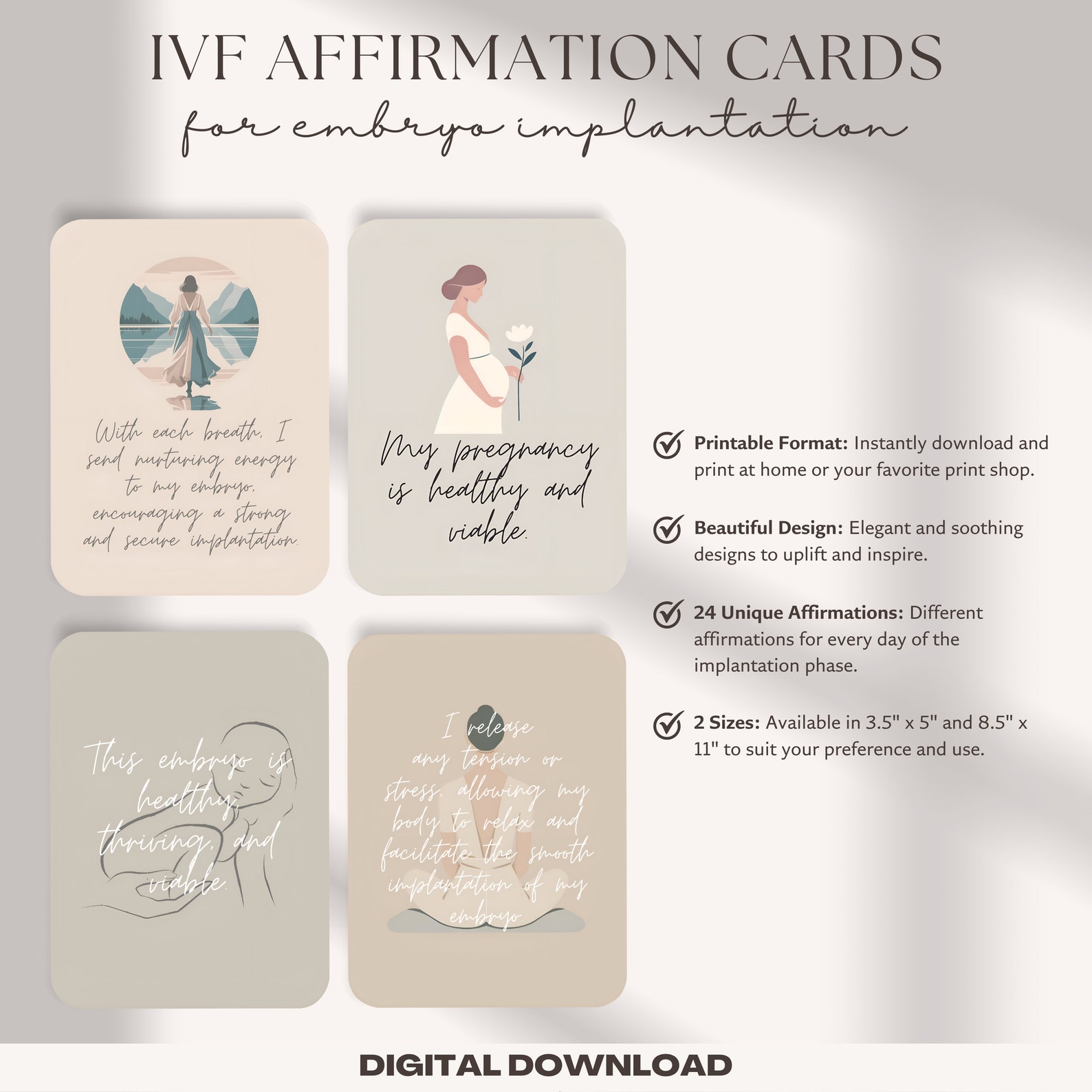 Set of 24 IVF Affirmation Cards | Embryo Implantation Affirmations ...