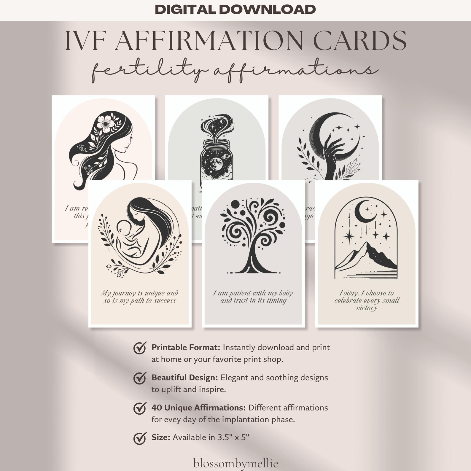 Set of 40 IVF Affirmation Cards | Ivf Affirmations Digital Download Ivf ...