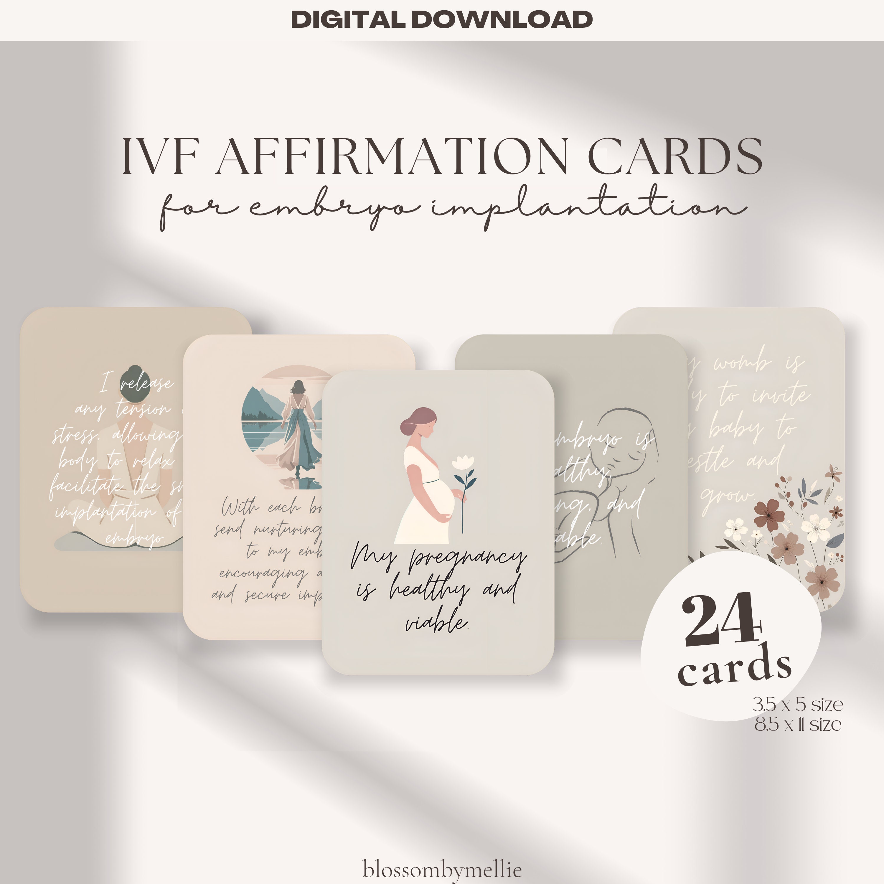 Set of 24 IVF Affirmation Cards | Embryo Implantation Affirmations ...