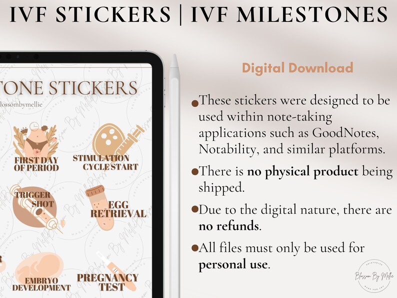 120 IVF Digital Stickers | Goodnotes | Ivf Planner Stickers | Ivf ...