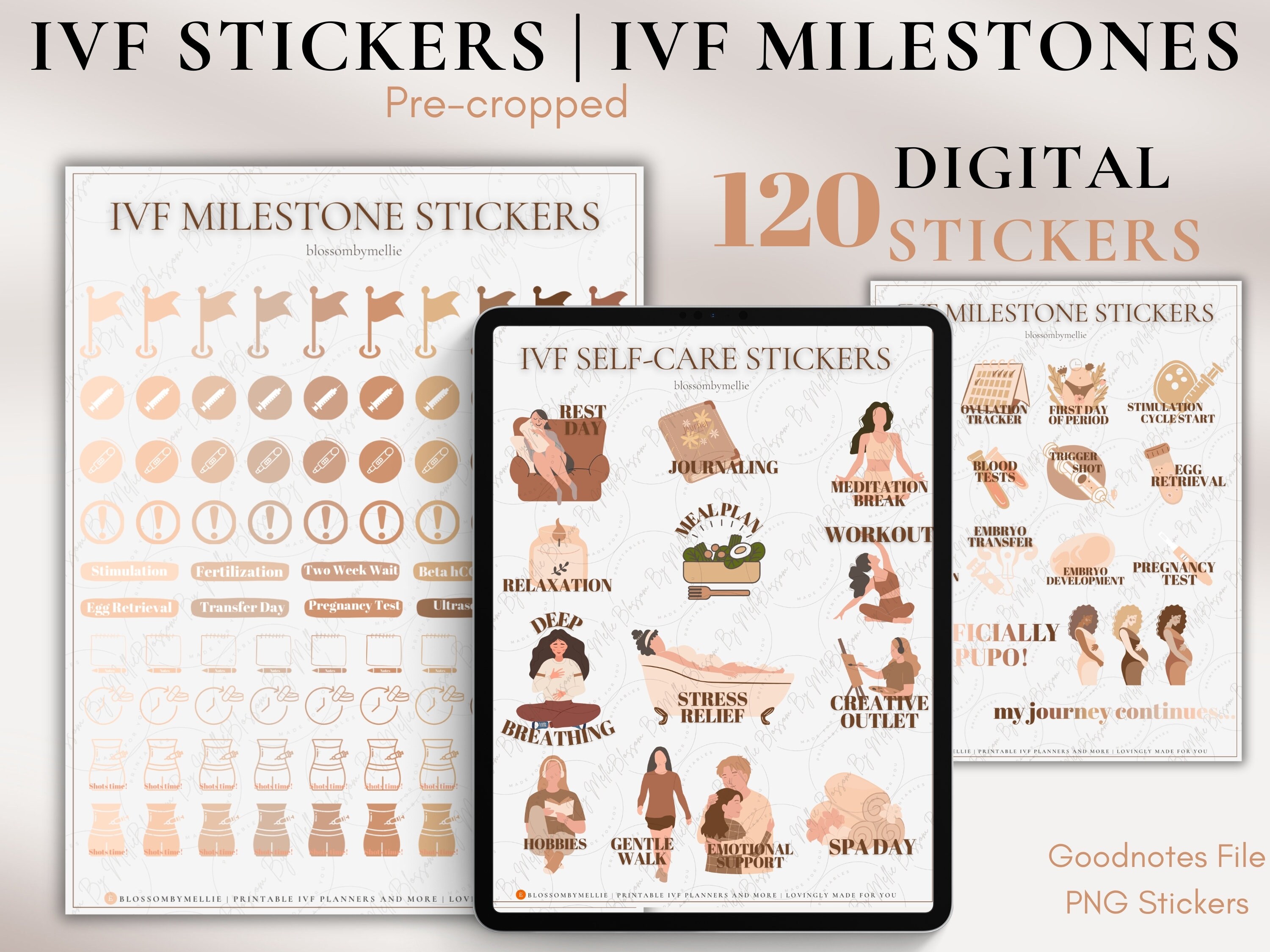 120 IVF Digital Stickers | Goodnotes | Ivf Planner Stickers | Ivf ...