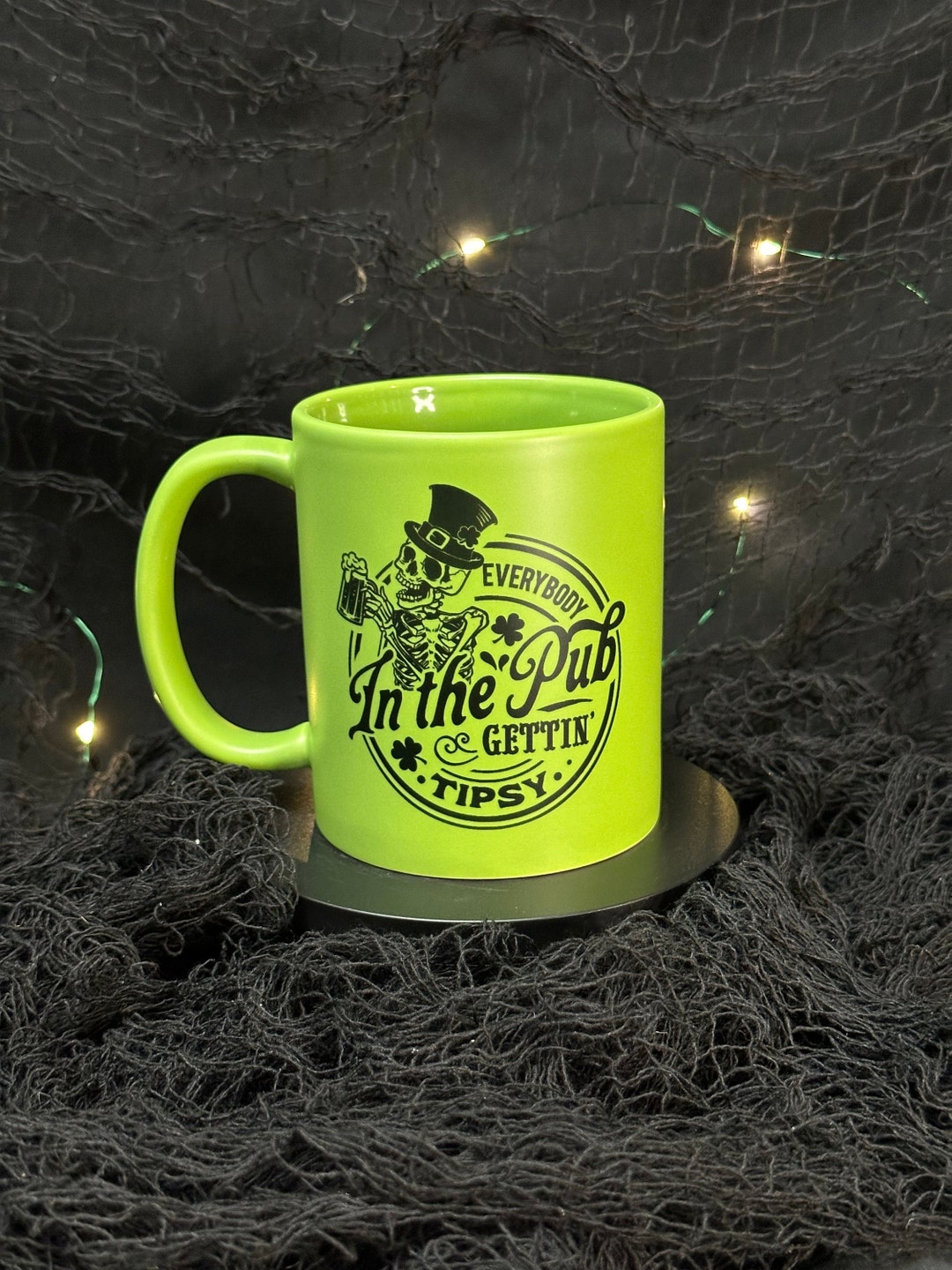 Tipsy Skeleton Mug Creepy Gothic Coffee Cup for St. Patrick's Day ...