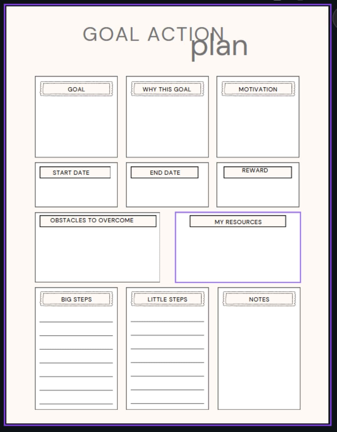 ESD Teacher Made Digital Planner Goal Action Plan Template 1 P Portrait ...