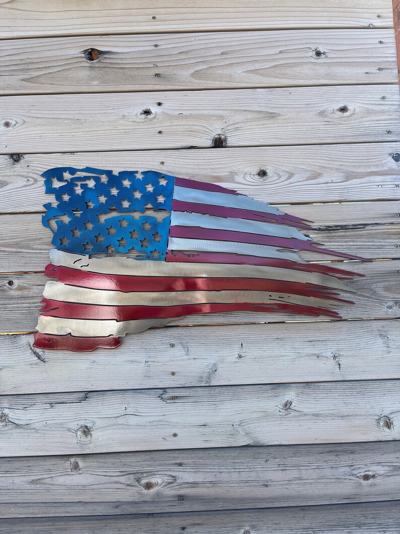 Distressed Tattered Flag Metal Sign Tattered USA Flag Metal Flag - Etsy