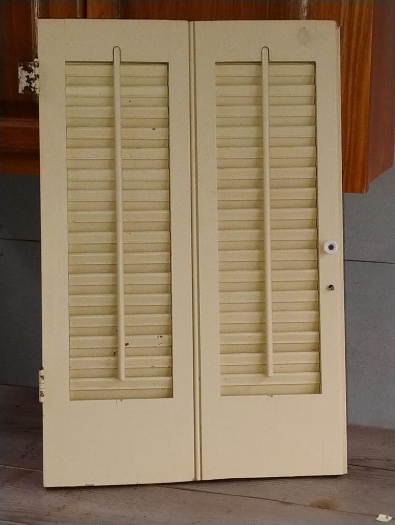 Louvered Vintage Window Shutters, 2 Panel - Etsy