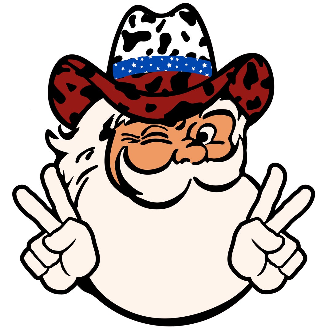 Cow Print Red/white/blue Cowboy SANTA PNG - Etsy