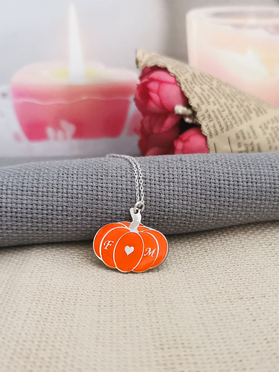 Personalized Pumpkin Necklace Halloween Necklace Custom - Etsy