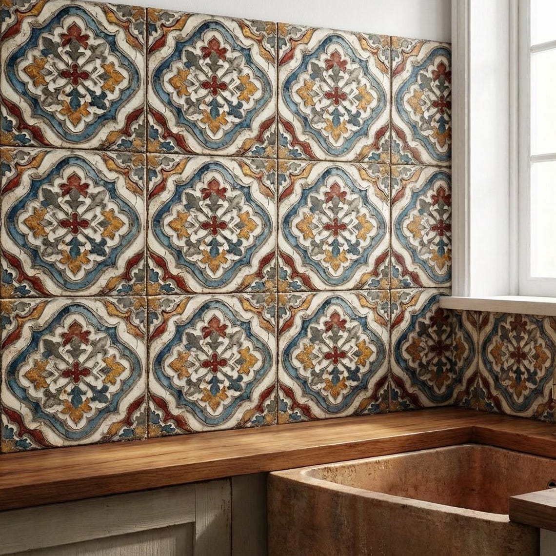 Andalusian Vesper Bloom™ Ceramic Tile Wall Tile for Kitchen Backsplash ...