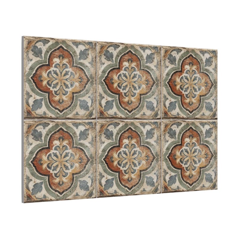 Siena Terra Medallion Decorative Ceramic Tile, Patterned Backsplash ...