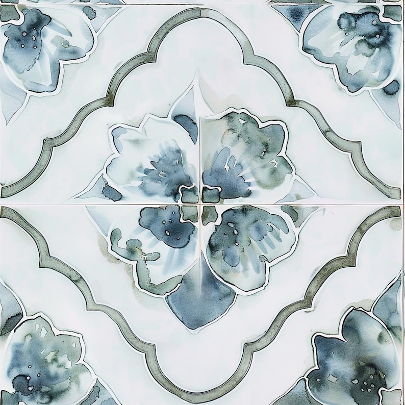 Indigo Mist Rosette Kitchen Backsplash Tile Bathroom Shower Floor Tile ...