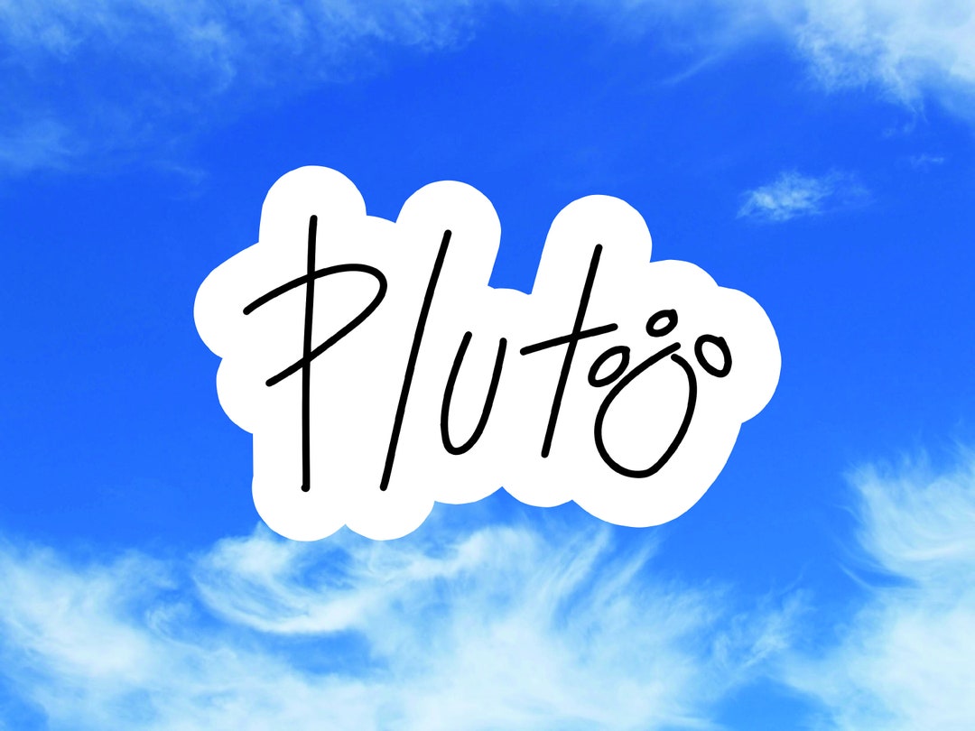 Pluto Signature Transparent Vinyl Sticker, Disney Laptop Sticker, Decal ...