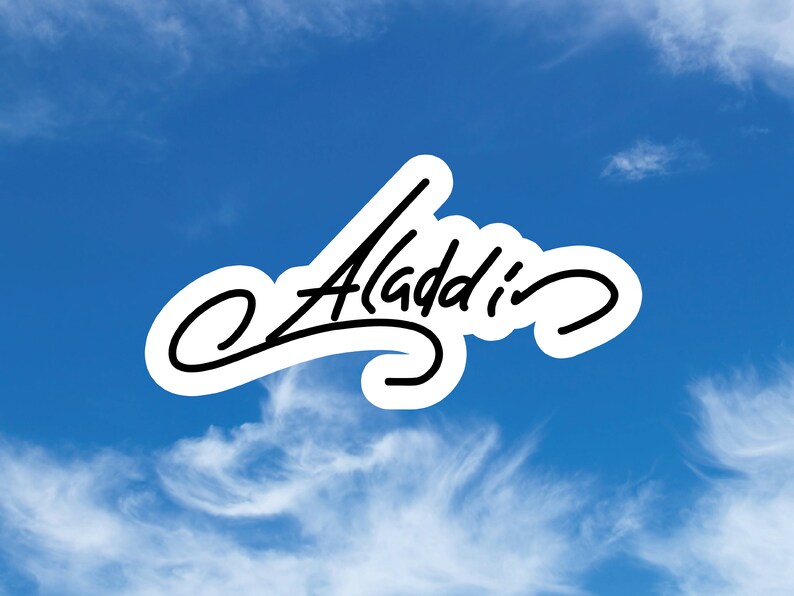 Aladdin Signature Transparent Vinyl Sticker, Disney Laptop Sticker ...