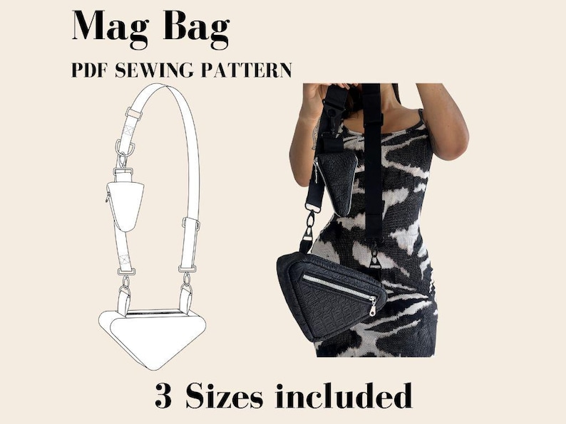 Mag Bag PDF Sewing Pattern, DIY Handbag Tutorial, 3 Sizes: Small ...