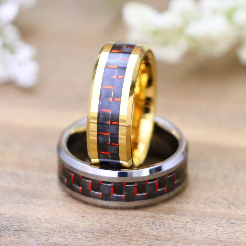 Black and Red Wedding Ring - Etsy