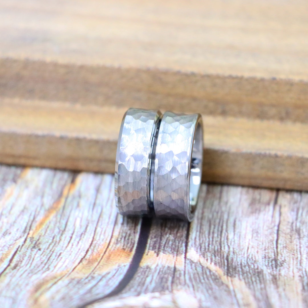 Silver Engagement Ring, Men or Women Tungsten Ring, 8mm Band Concave ...