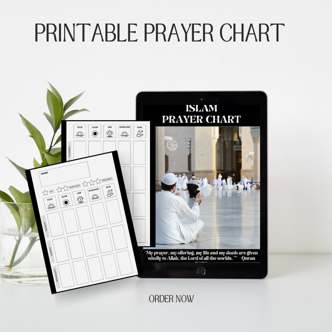 Islam Weekly Prayer Chart Planner - Etsy