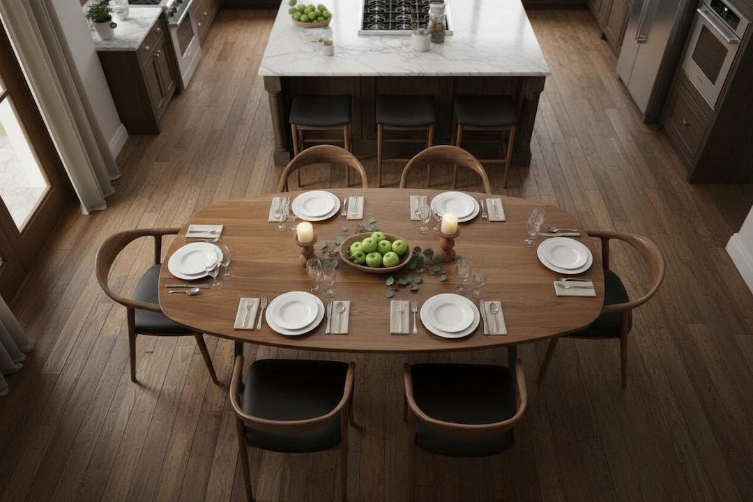 Oval Walnut Dining Table: Rustic Wood Dinner Table, Elips Walnut Dining ...