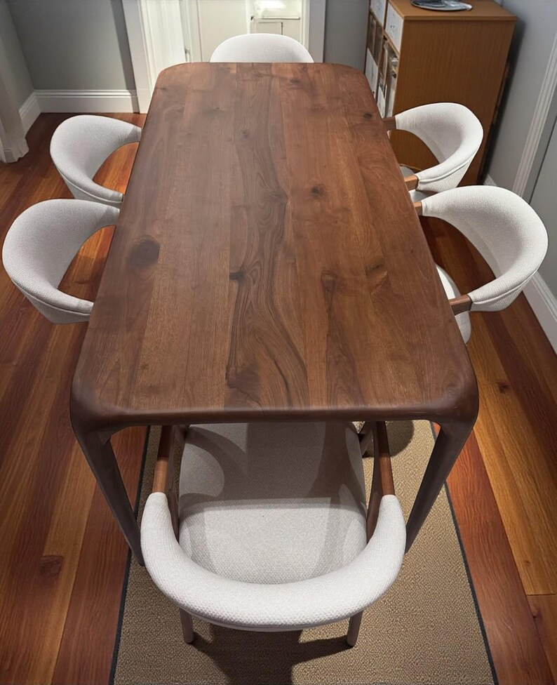 Handmade Walnut Dining Table: Rustic Modern Solid Wood Kitchen ...