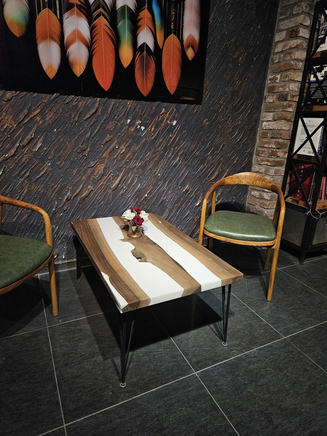 Square Epoxy Table, Walnut Center Table, Epoxy Dining Room Table ...