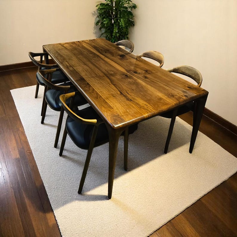 Custom Walnut Dining Table: Handcrafted Solid Wood, Rustic Modern ...