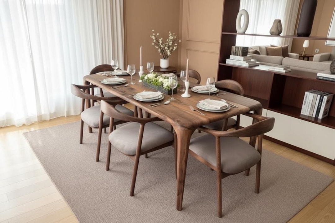 Handmade Walnut Dining Table: Rustic Modern Solid Wood Kitchen ...