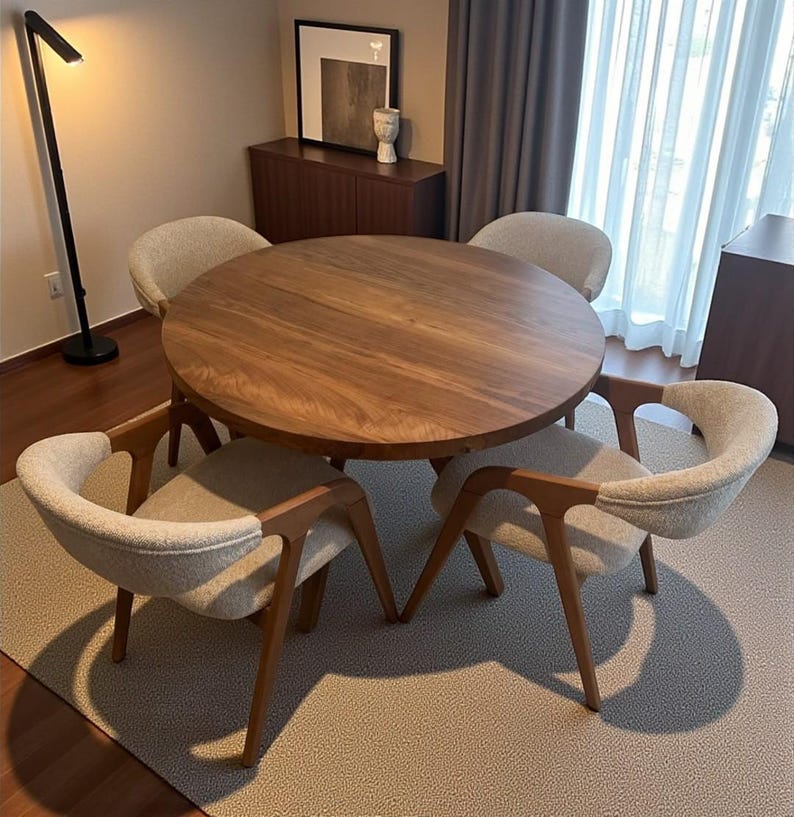 Handcrafted Solid Walnut Round Dining Table - Custom Sizes - Etsy