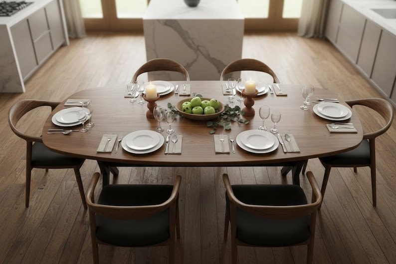Oval Walnut Dining Table: Rustic Wood Dinner Table, Elips Walnut Dining ...