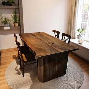 Walnut Wood Live Edge Dining Table - Custom Kitchen Dinner Table ...