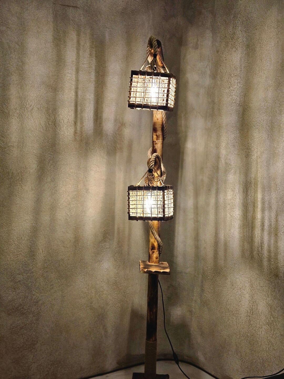 Tree Floor Lamp, Farmhouse Lamp, Natural Wood Floor Lamp, Handmade ...