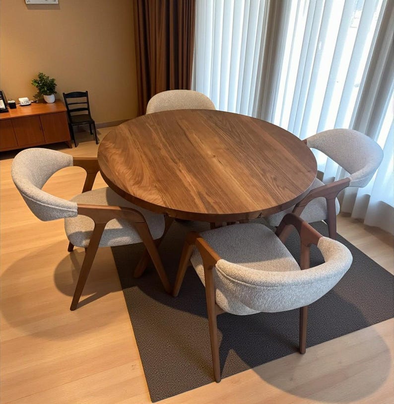 Handcrafted Solid Walnut Round Dining Table - Custom Sizes - Etsy