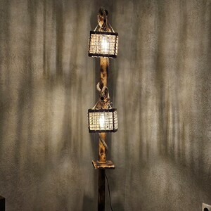 Tree Floor Lamp, Farmhouse Lamp, Natural Wood Floor Lamp, Handmade ...