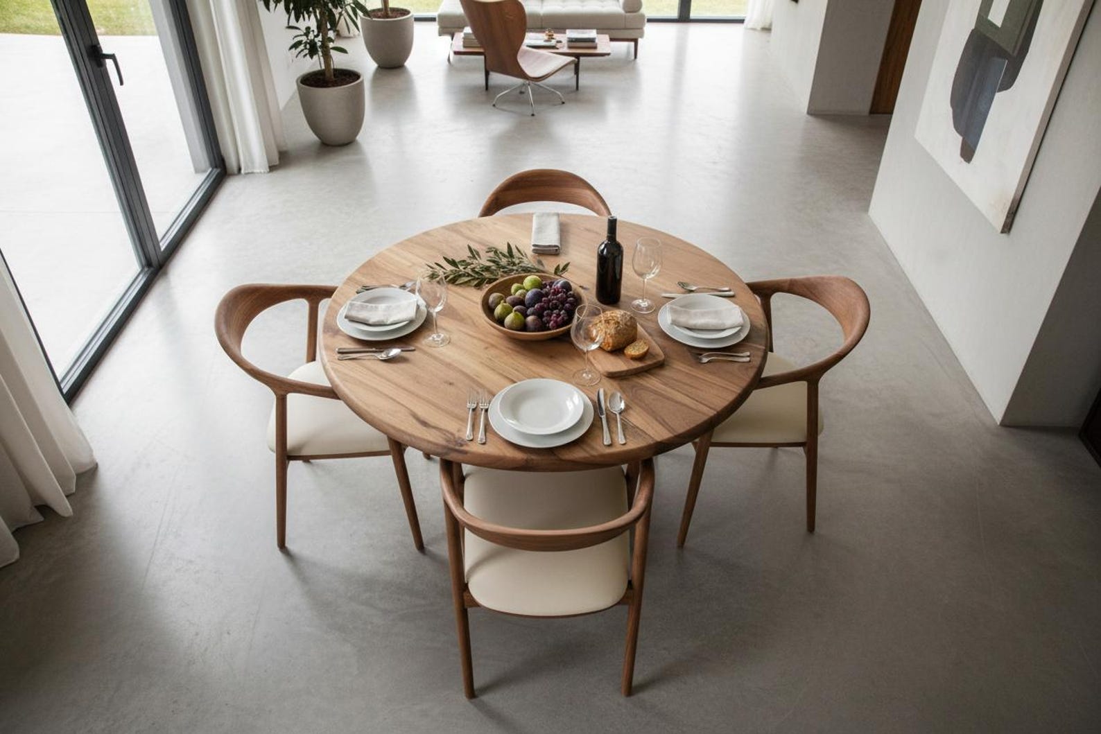 Handcrafted Round Walnut Dining Table: Rustic Solid Wood Furniture - Etsy