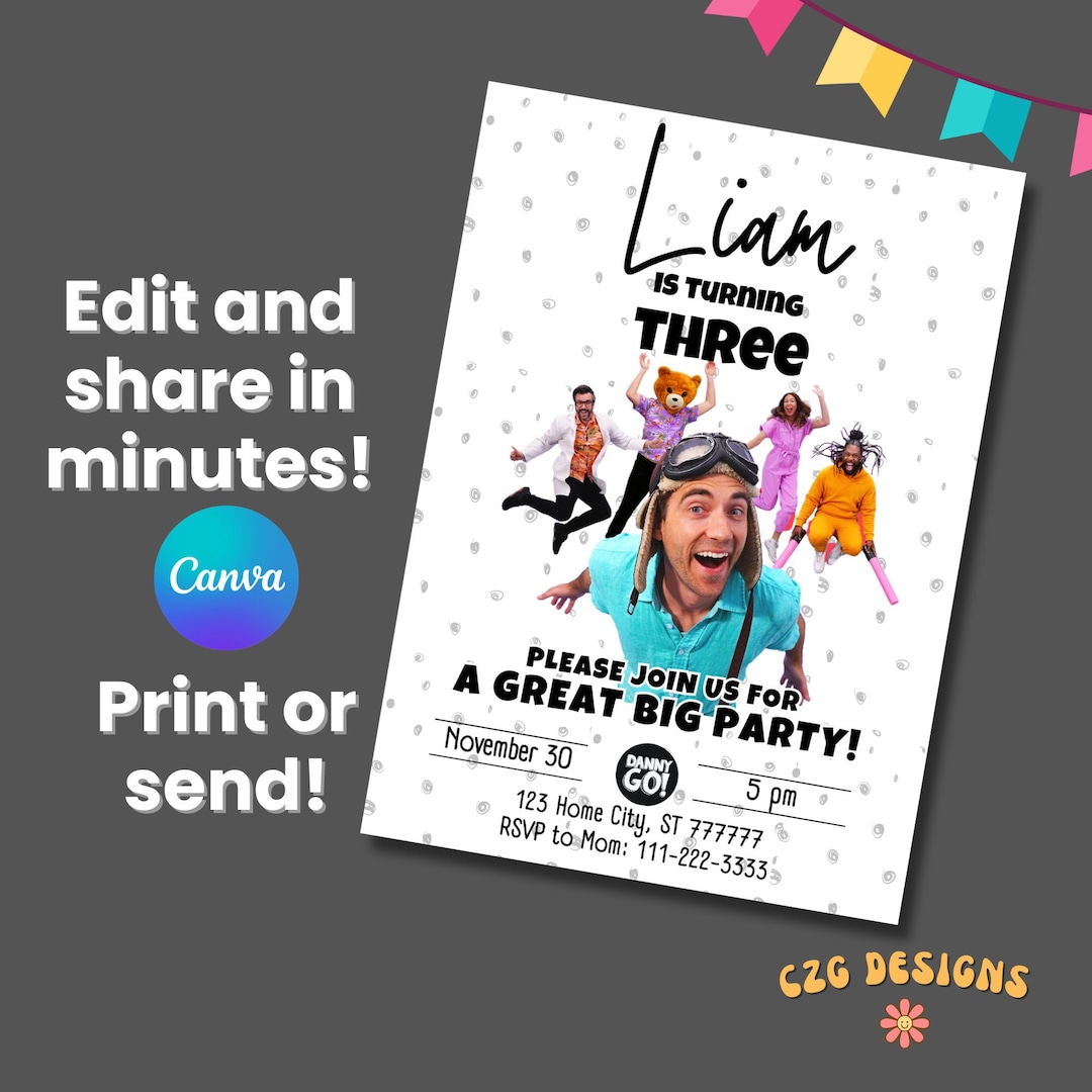 Danny Go Birthday Invitation, Danny Go Aesthetic Birthday Decoration ...