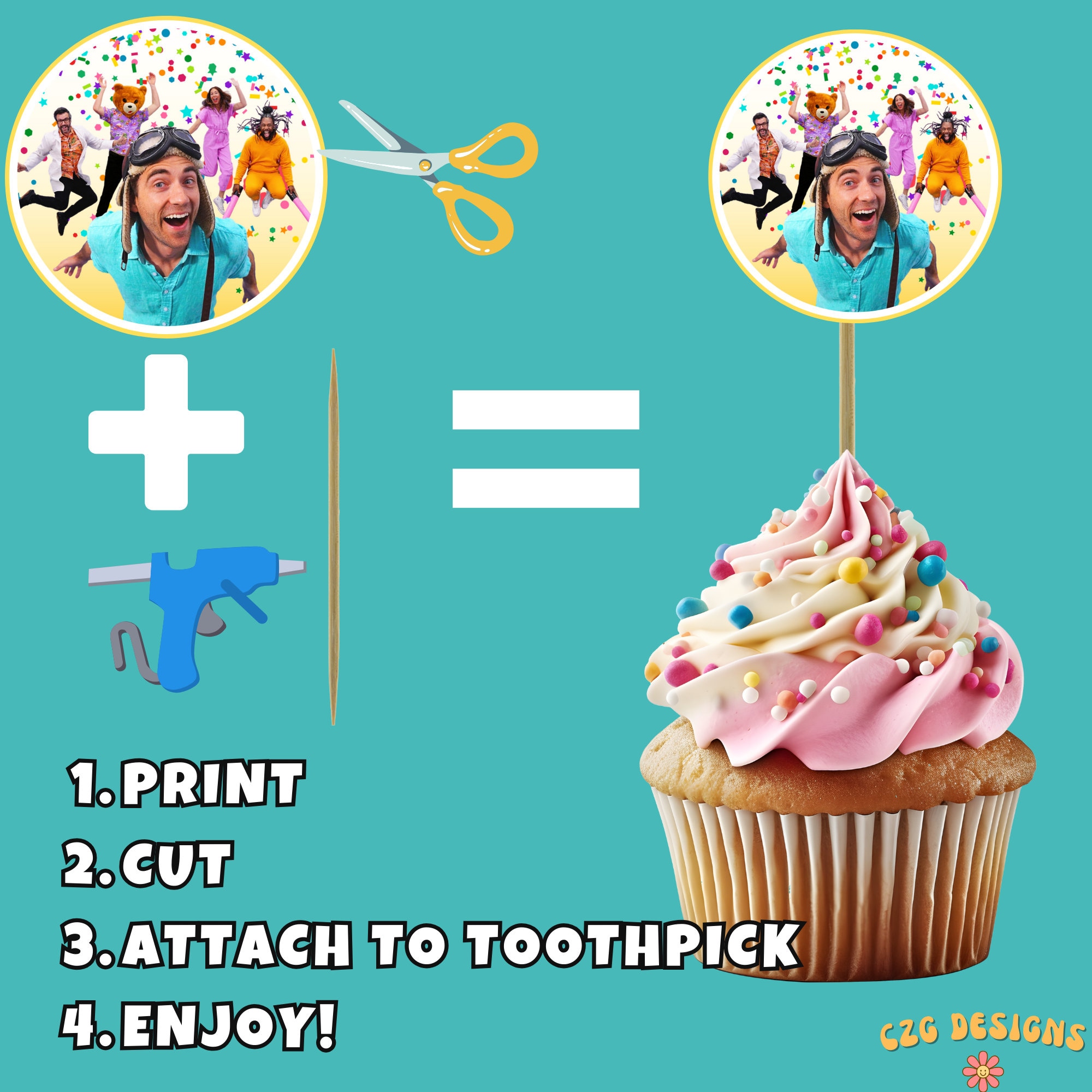 Danny Go Cupcake Toppers, Danny Go Party Printable Cupcake Toppers ...