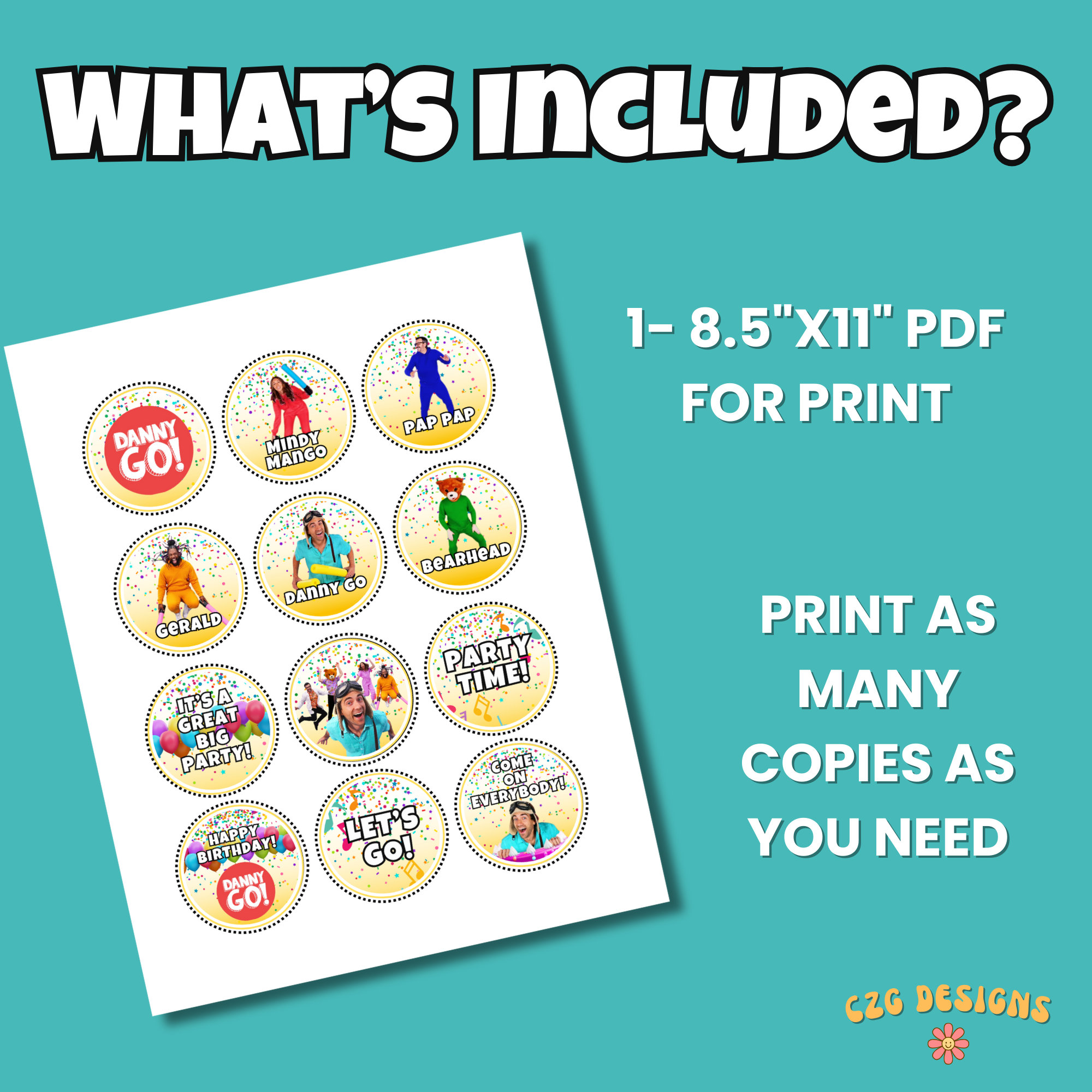 Danny Go Cupcake Toppers, Danny Go Party Printable Cupcake Toppers ...