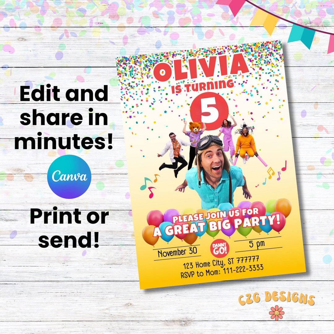 Danny Go Birthday Invitation , Gender Neutral, Editable Canva Template ...