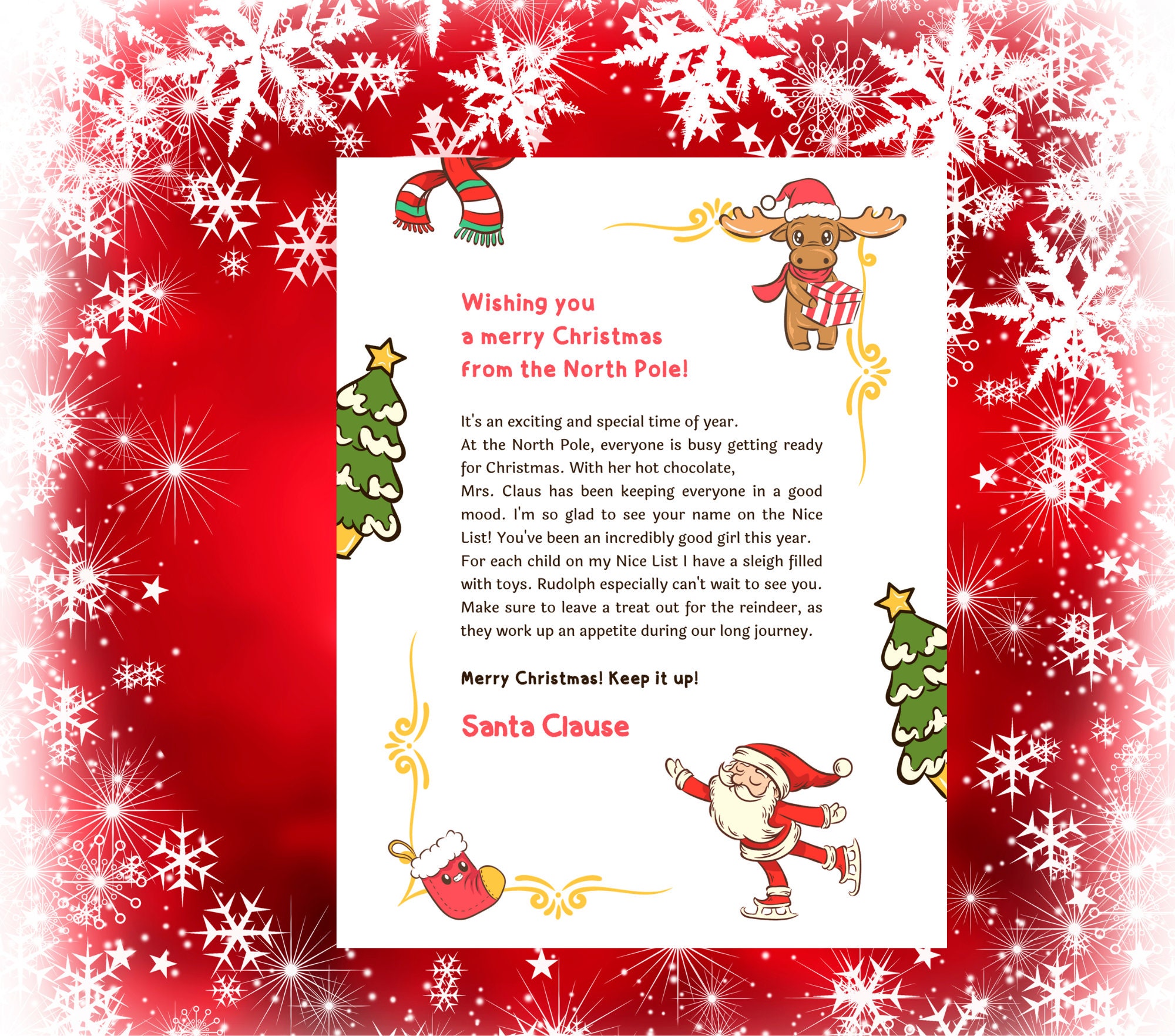 Christmas Letter From the North Pole, Cute, Printable, Digital Download ...