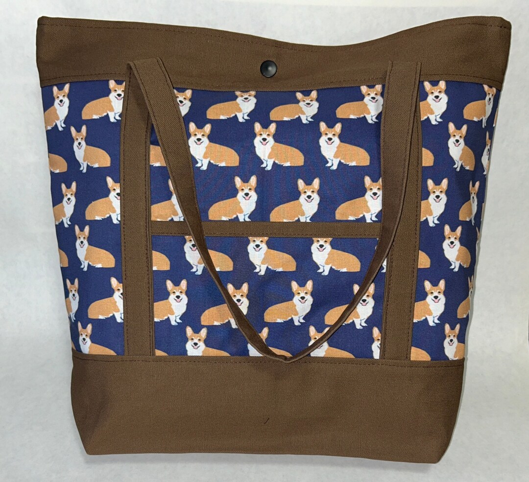 Pembroke Welsh Corgi Canvas Tote Bag - Fully Lined With Inside and ...