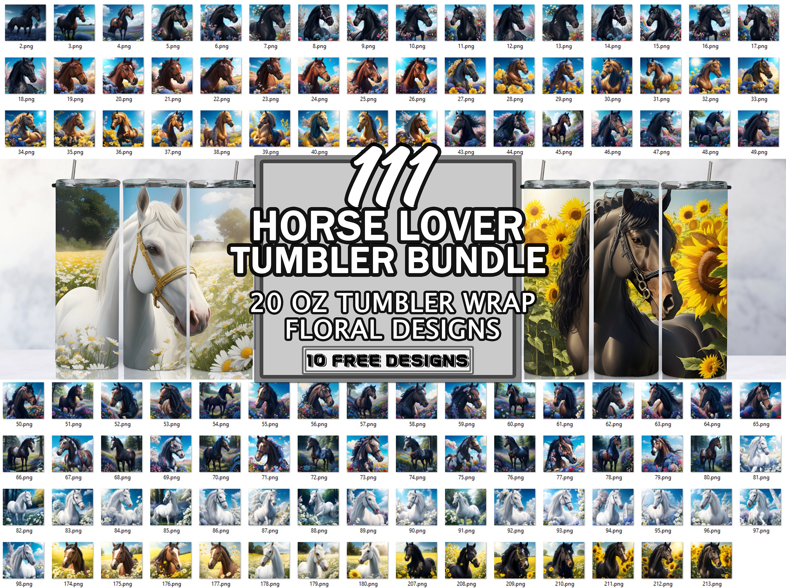3D Horse Tumbler Wrap Bundle Sublimation Design Bundle - Etsy