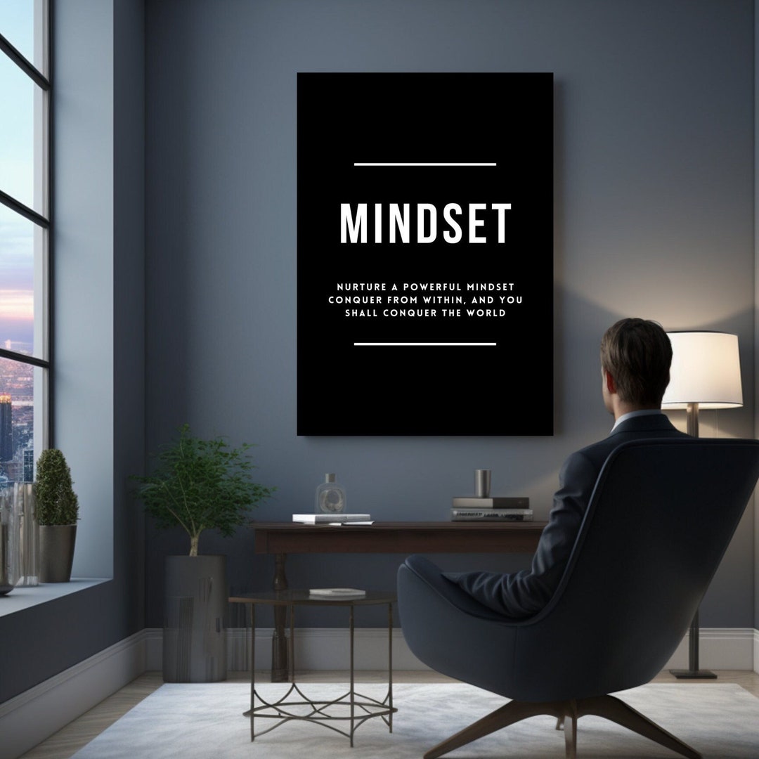 Mindset Motivational Wall Art Typography Print Office Decorer Canvas ...