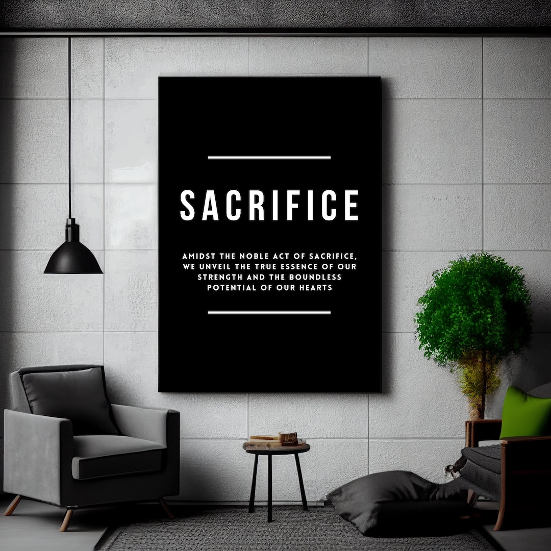 Sacrifice Motivational Wall Art Print Office Decor Qoutes Canvas Noun ...