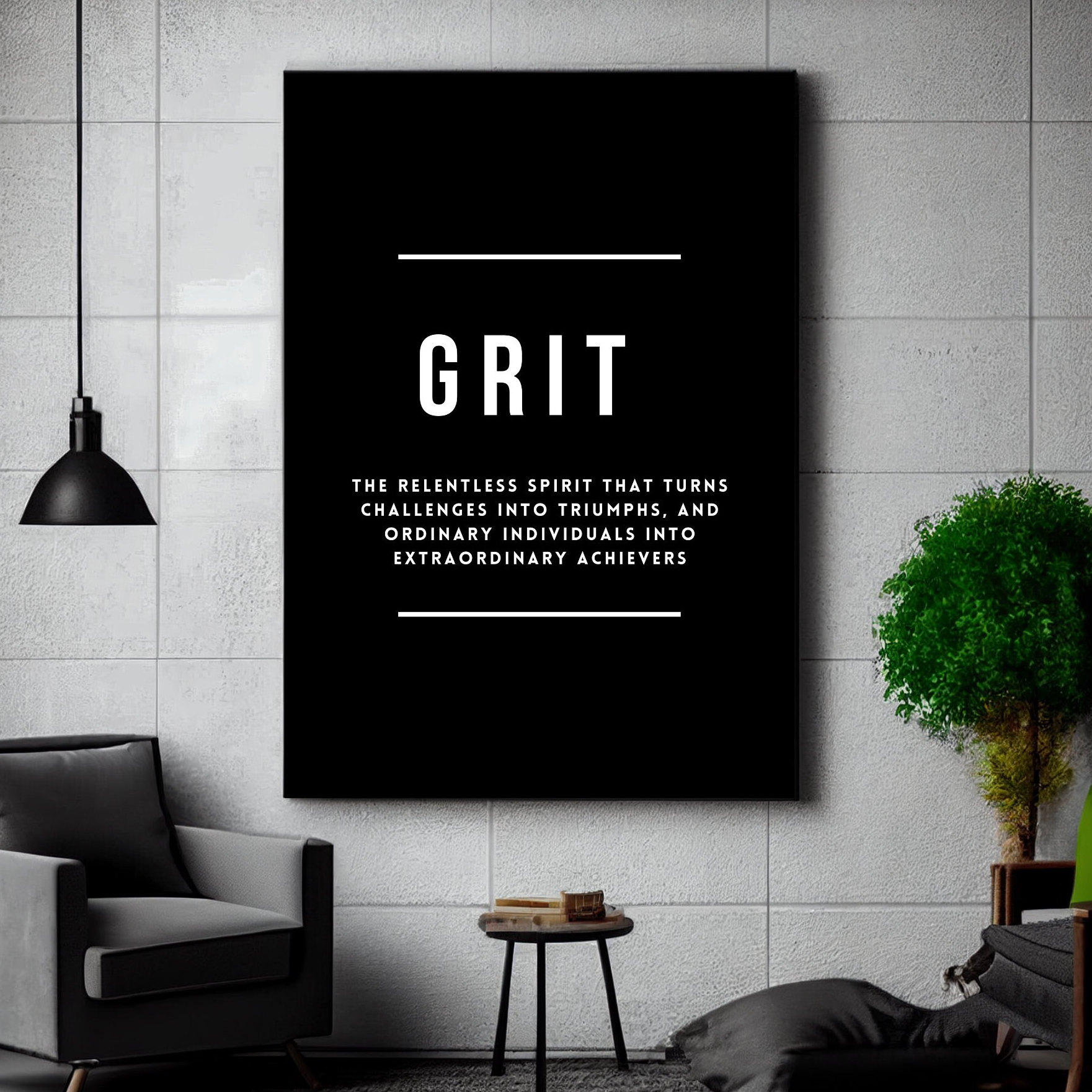 Grit Motivational Canvas Print: Inspirational Office Decor (digital ...