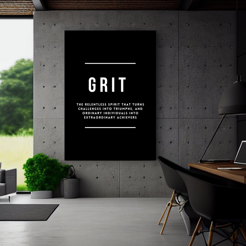 Grit Motivational Canvas Print: Inspirational Office Decor (digital ...